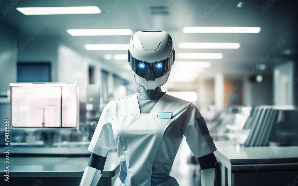 humanoid robot medical robot Medical assistant AI system Robotics working in hospitals Stock ...