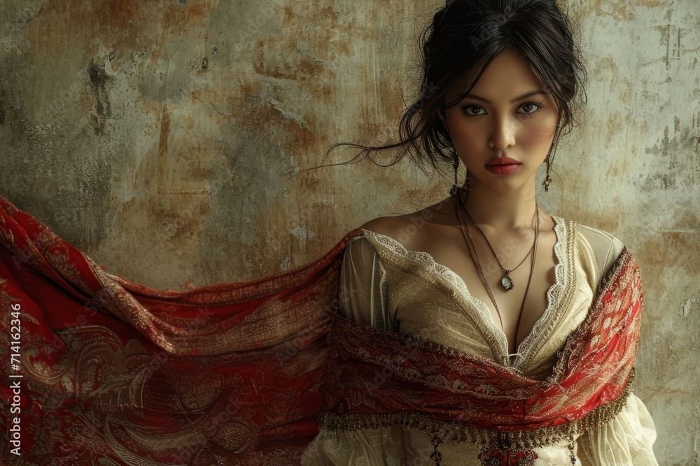 Filipino woman in national clothes from history of Philippines ...