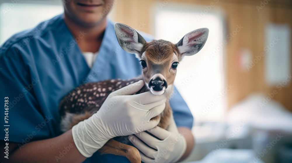 A heartfelt photograph capturing a wildlife rehabilitation center in ...