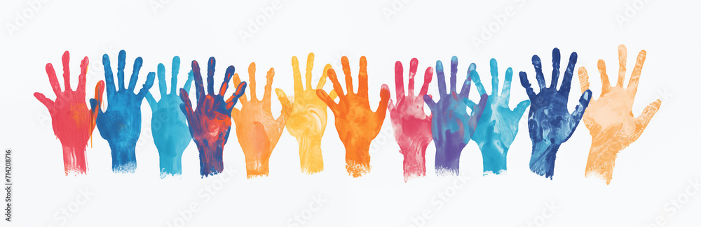 Colorful, joyful horizontal decorative banner on transparent background ...