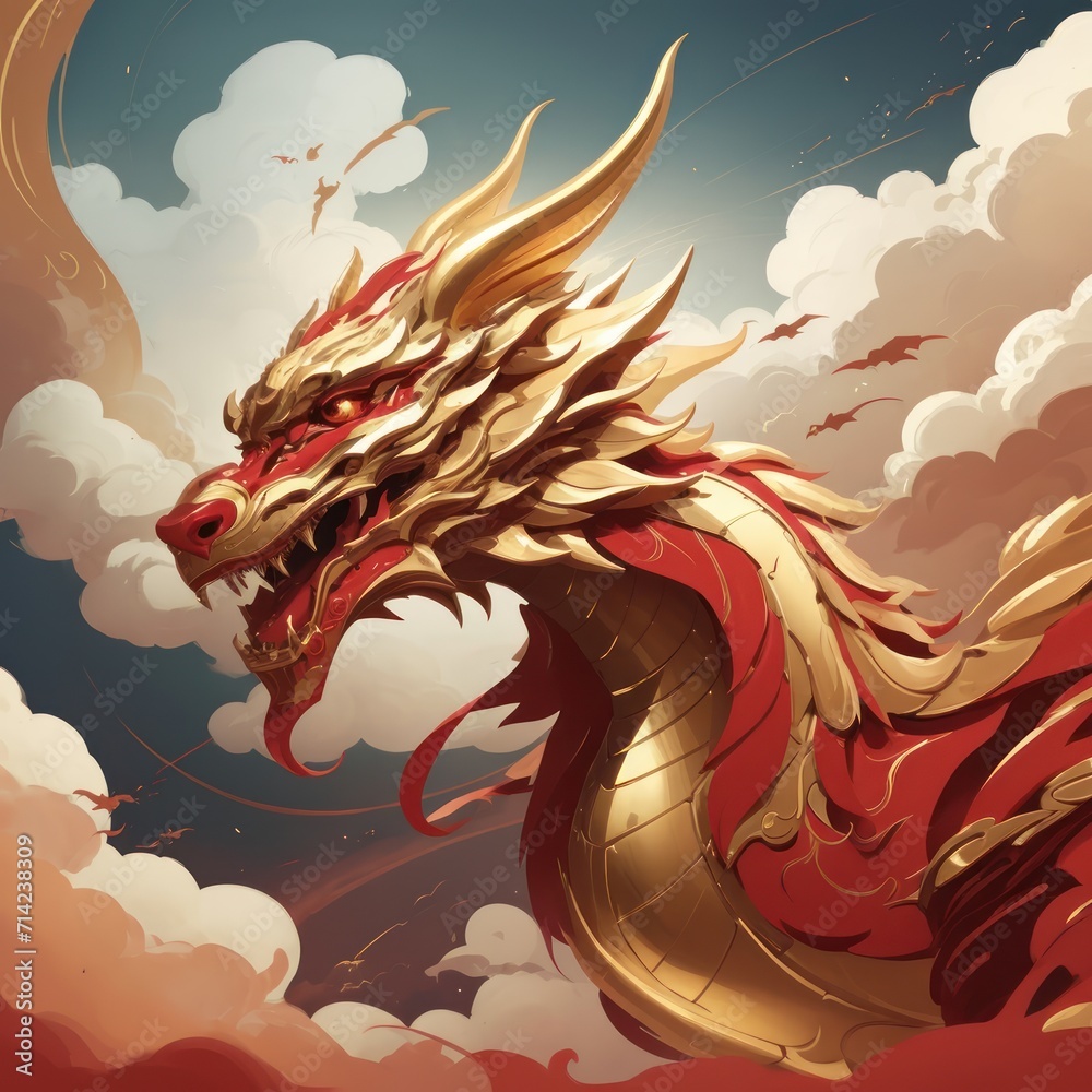 Illustration Stock chinese new year, chinese style dragon statue ...