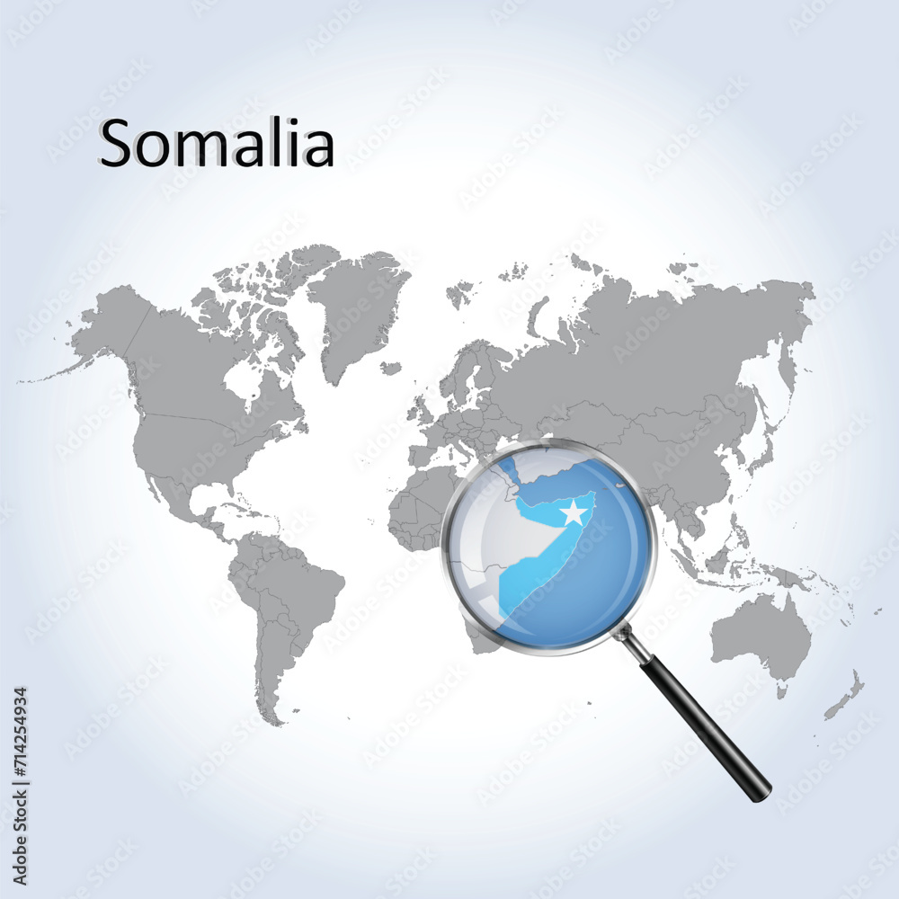Magnified map Somali with the flag of Somali enlargement of maps ...