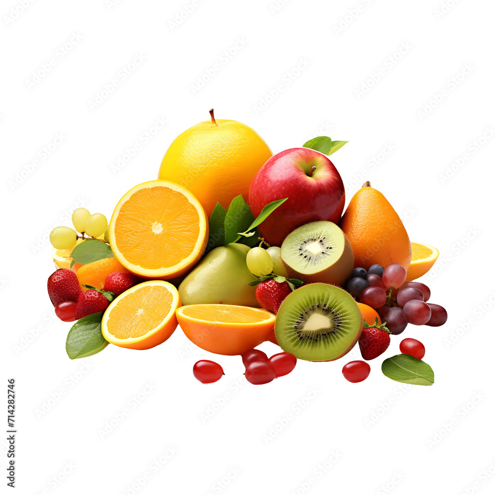 Mixed Fruits isolated on transparent and white background, PNG Object ...
