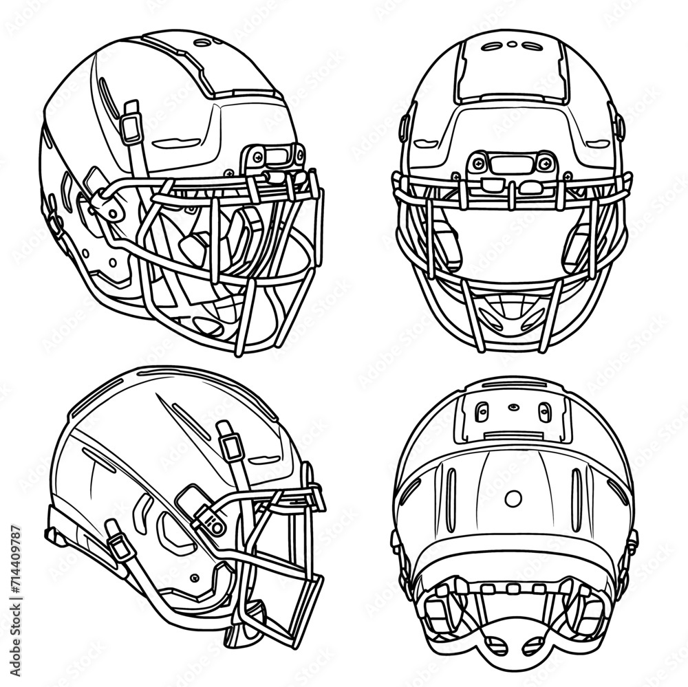 Technical sketch drawing of one single line drawing American football ...