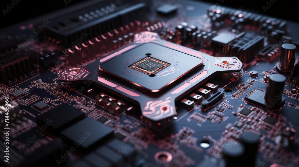 Illustration of a computer processor chip, AI artificial intelligence ...