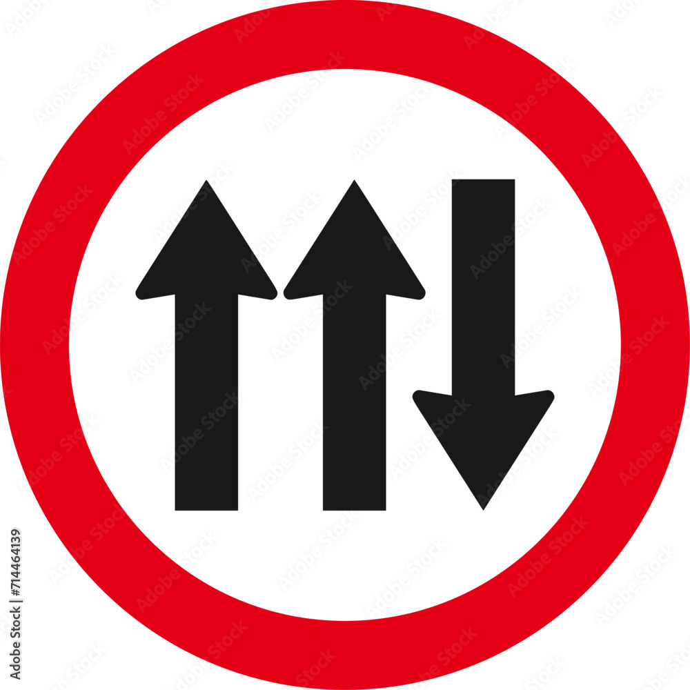 Opposing traffic with three lanes,Traffic Sign , Vector, symbol ...