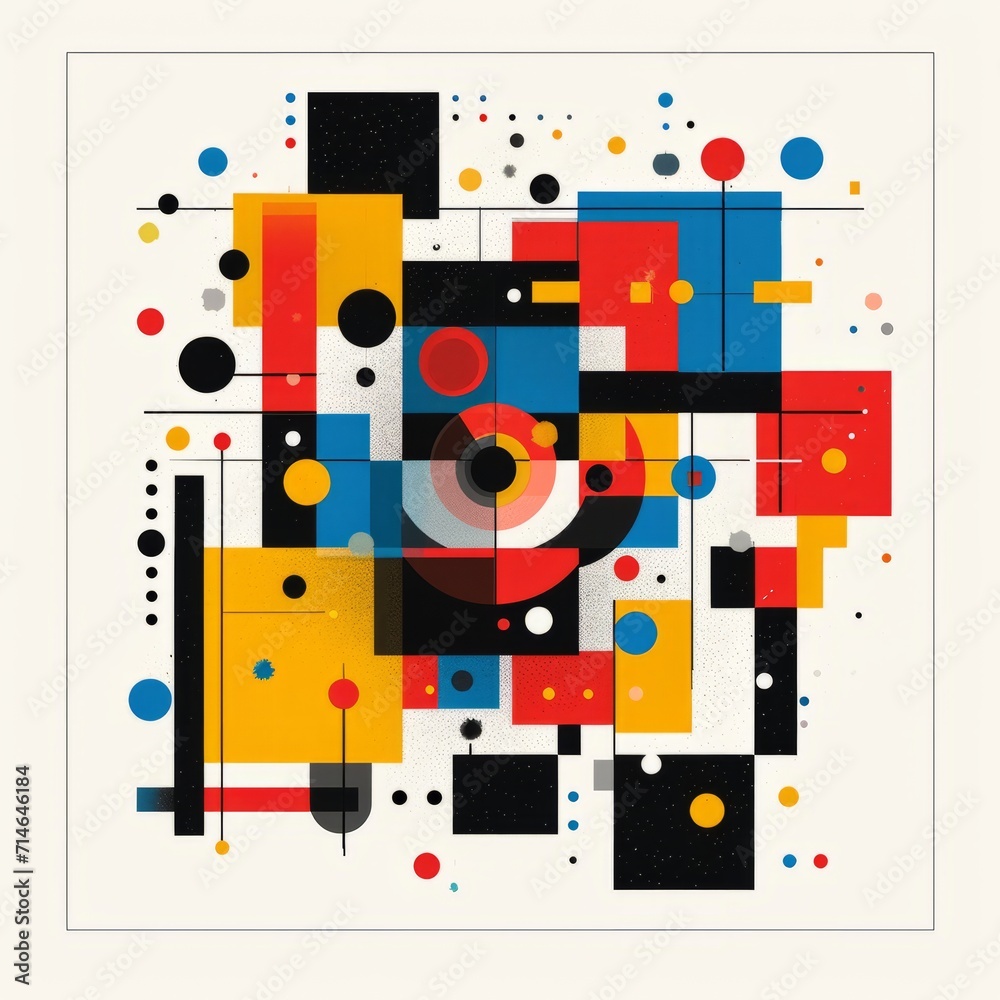 Flat procedural shapes in 5 colors on a clean white background ...