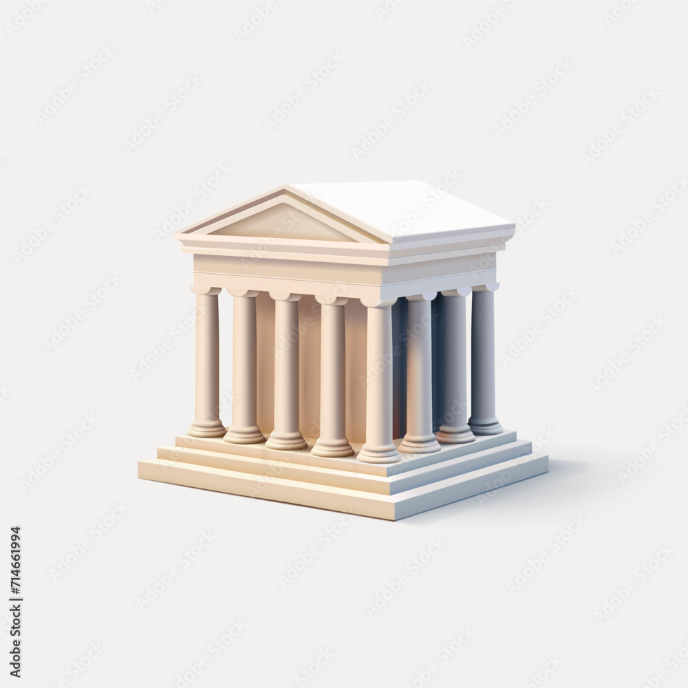 Bank Building 3d realistic render illustration, antique architecture ...