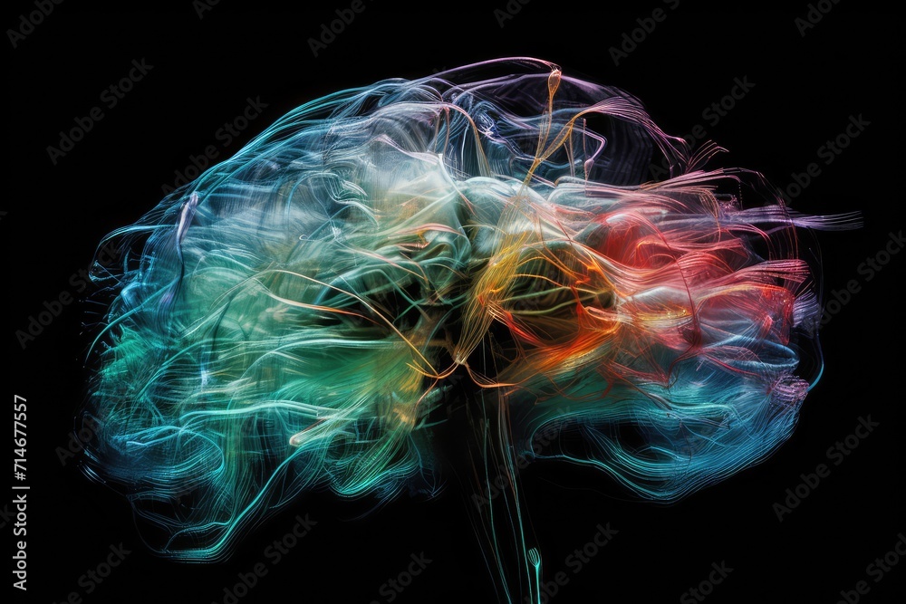 Colorful Human brain sponge, cognitive mental soak neurons. Neuronal ...