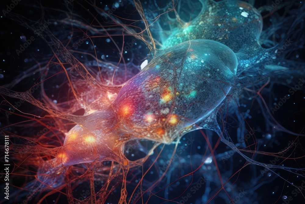 Colorful Human brain sponge, cognitive mental soak neurons. Neuronal ...