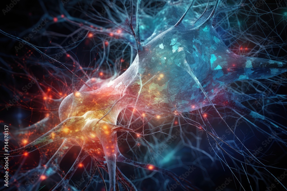 Colorful Human brain sponge, cognitive mental soak neurons. Neuronal ...