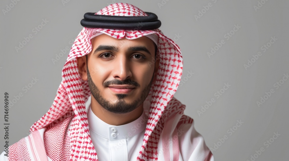 Handsome arab middle-eastern saudi arabian man with traditional saudi ...
