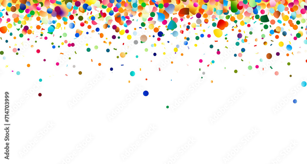 Colorful confetti border frame repeat pattern isolated on transparent background. PNG Stock ...