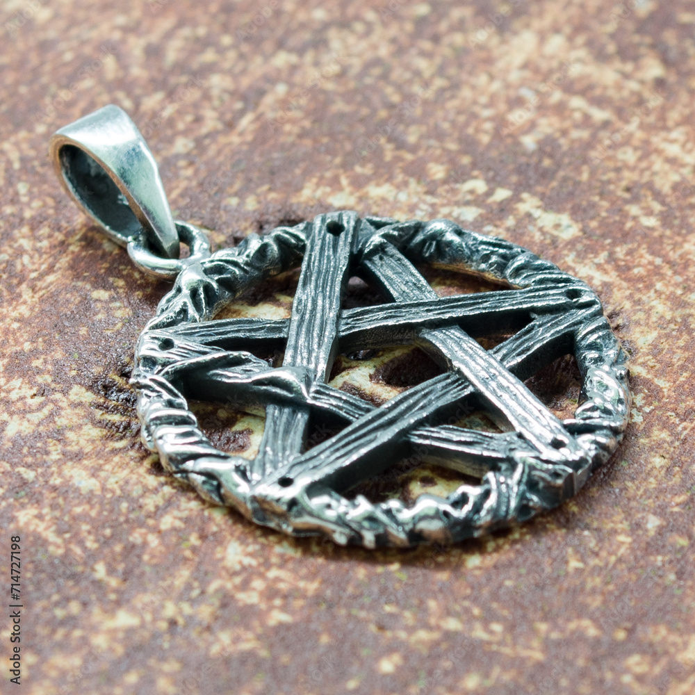 Silver Pentagram pendant. 925 silver. Occult accessory, dark magic ...