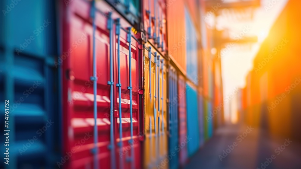 Containers for transportation. International logistics background ...