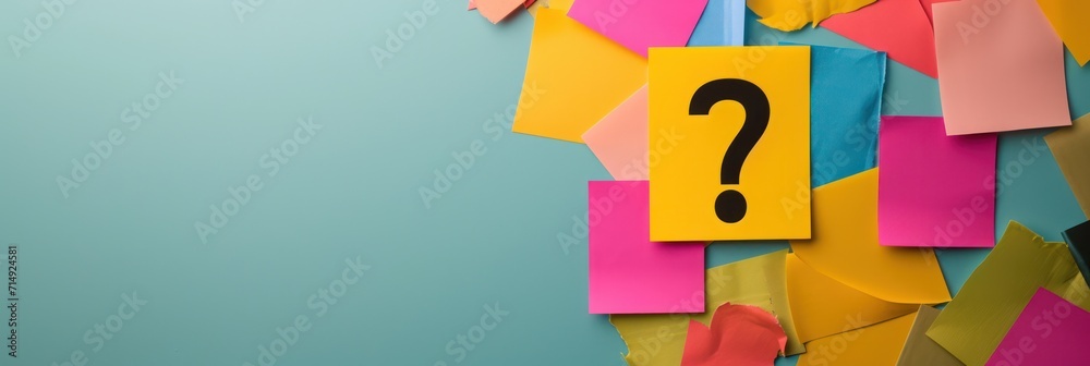 colorful post it notes with question mark concept isolated on bright ...
