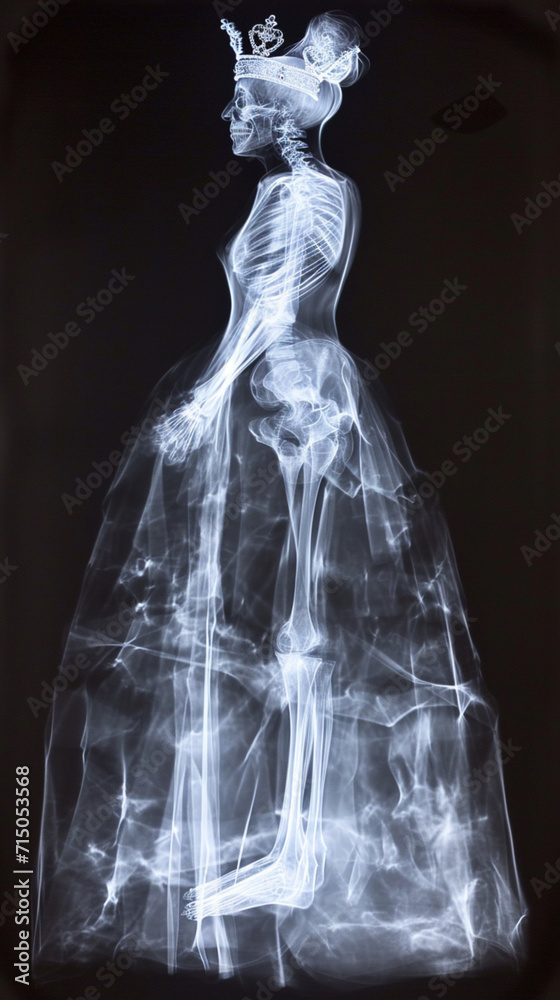 Stock-Illustration „X-ray scan of a queen in a dress and with crown ...