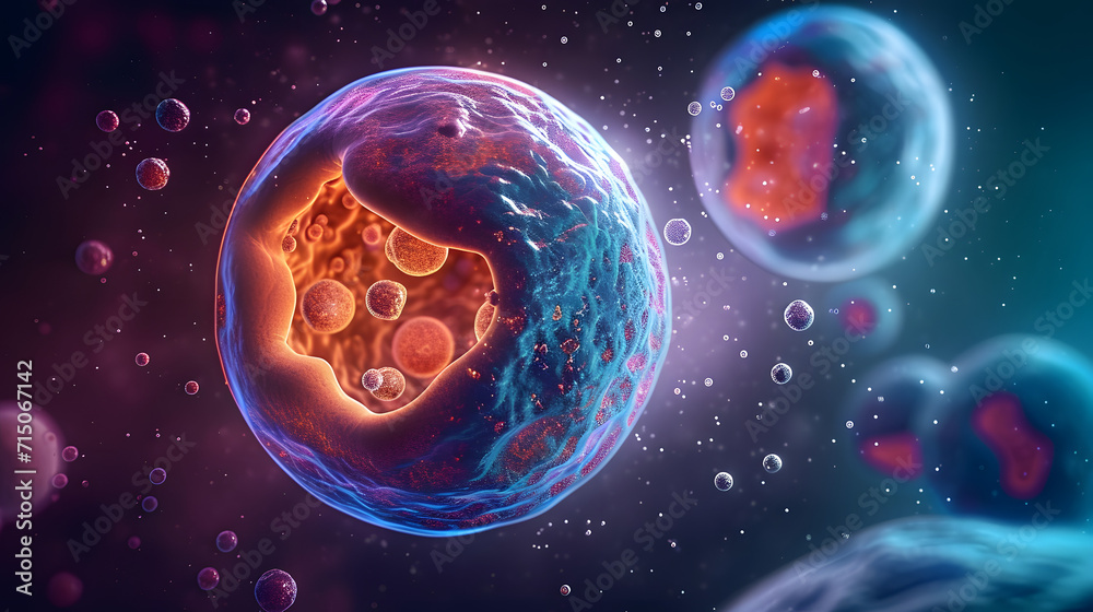 Human cell. Embryonic stem cell microscope. Components of Eukaryotic ...