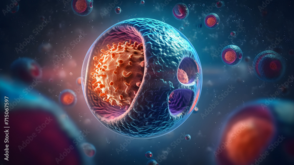 Human cell. Embryonic stem cell microscope. Components of Eukaryotic ...
