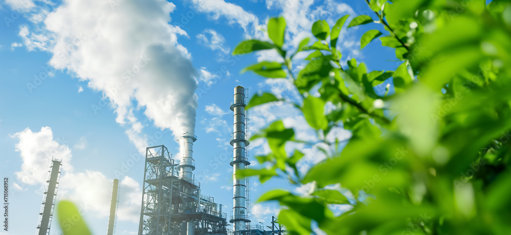 Green Industry Factory concept. Petrochemical Industrial Factory saving ...