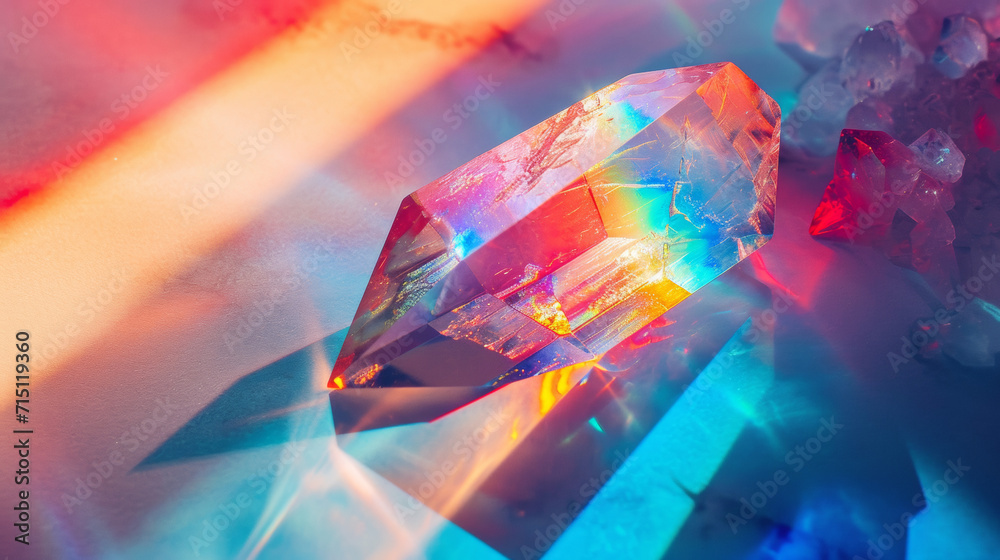 Prism light reflection with rainbow flare. Crystal sparkle burst ...