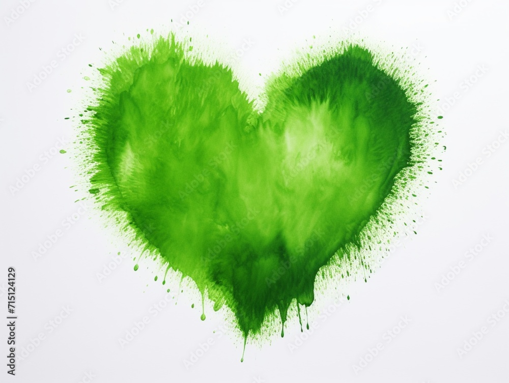 Amazing green heart clipart watercolor illustration image Stock ...