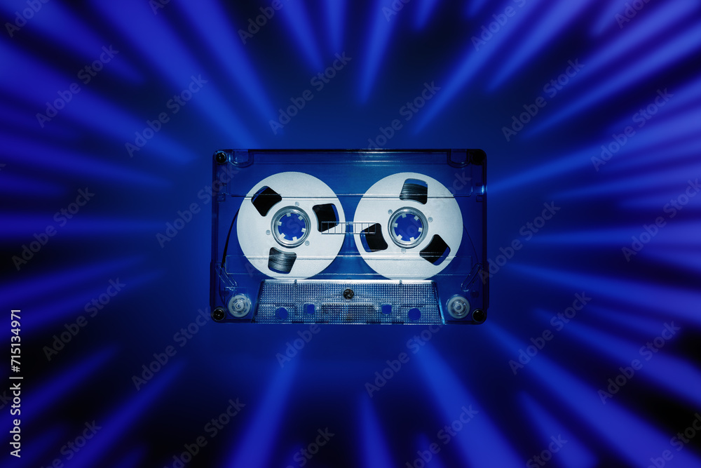 Blue light rays projection background, photographed with the help of a ...