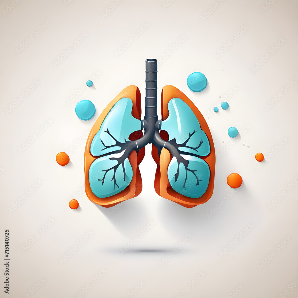 Realistic 3d human lungs anatomy structure. Front view in detail. Right and left lung with ...