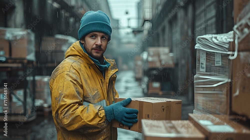 Delivery man with order. warehouse work two working hands inspecting ...