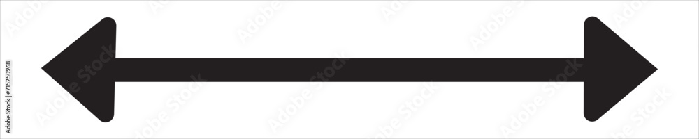 Long arrow vector icon. Black horizontal double arrow. Replaceable ...