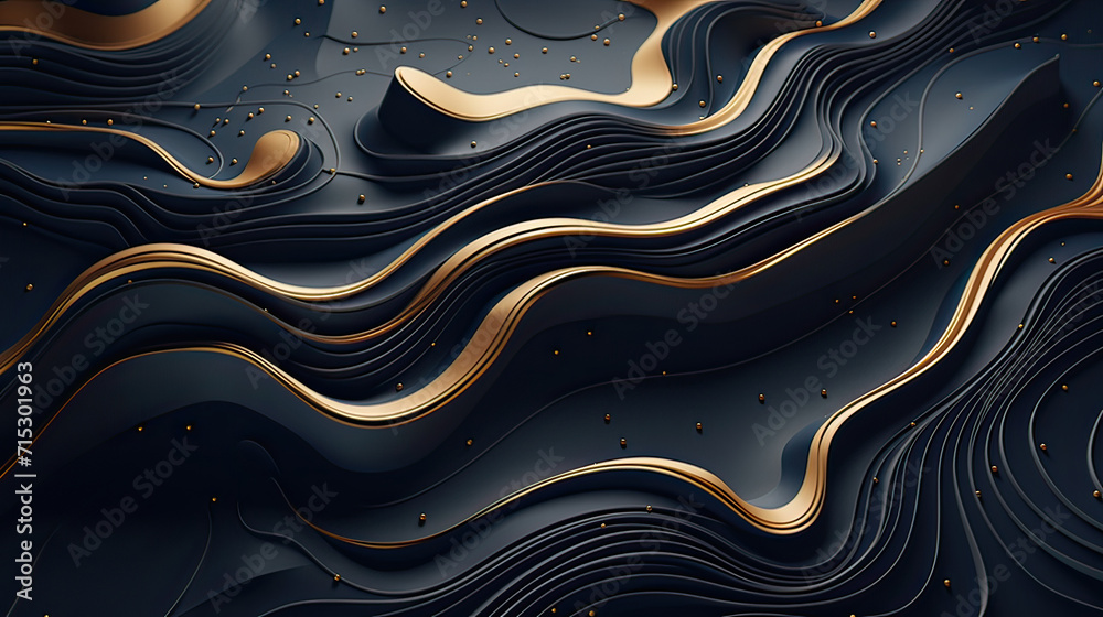 Intricate metallic foiling abstract background, a combination of fluid ...