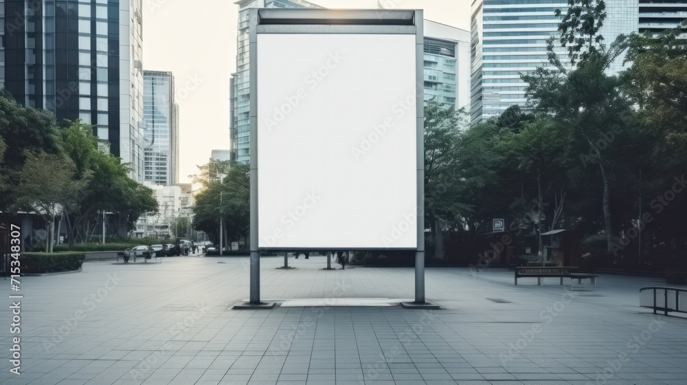 billboard or blank poster, blank white mast banner mockup, front view ...