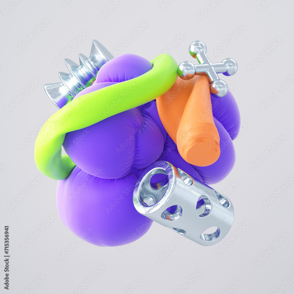 Random 3d shapes modern colorful composition. 3d rendering illustration ...