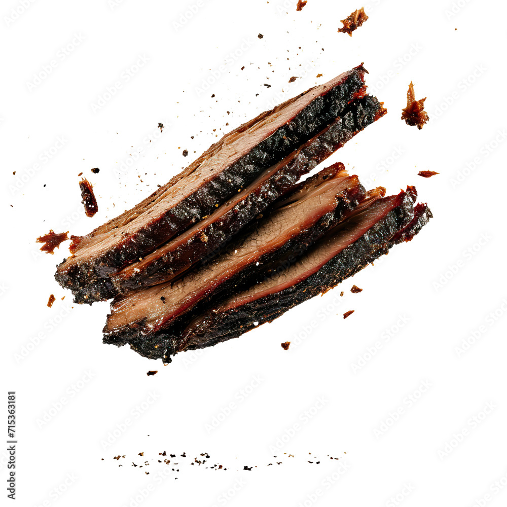 Brisket beef steaks, flying in the air, grilled meat collection, ultra ...