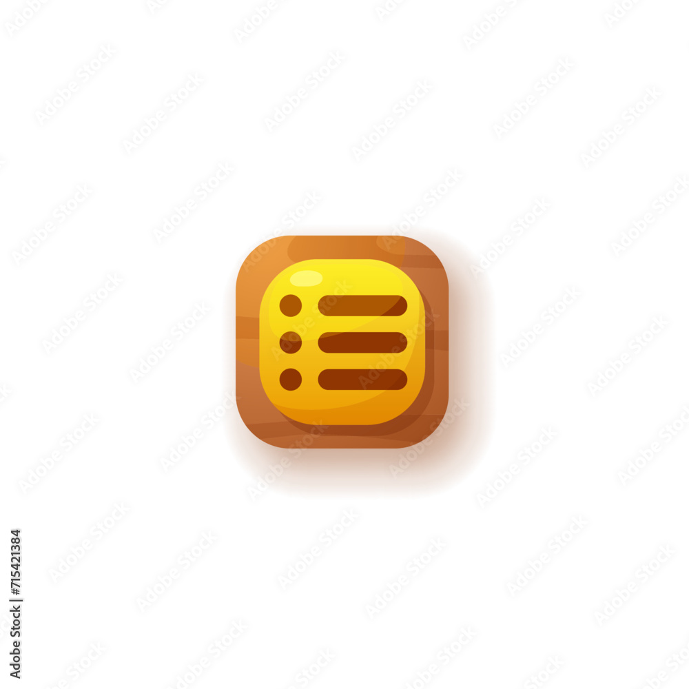 Menu ui button vector icon, push button yellow square symbol, cartoon ... Menu ui button vector icon, push button yellow square symbol, cartoon ...