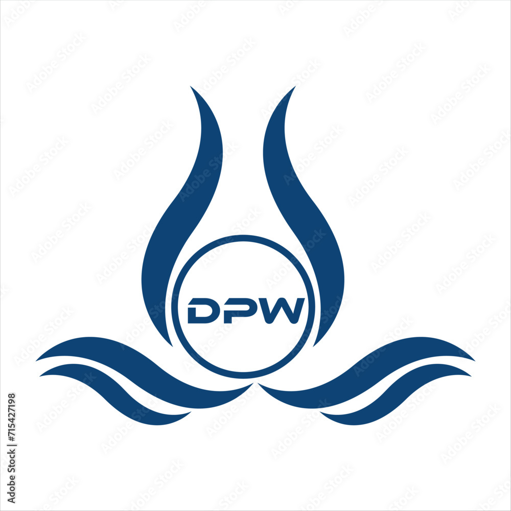 DPW letter water drop icon design with white background in illustrator ...