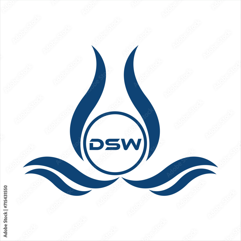 DSW letter water drop icon design with white background in illustrator ...