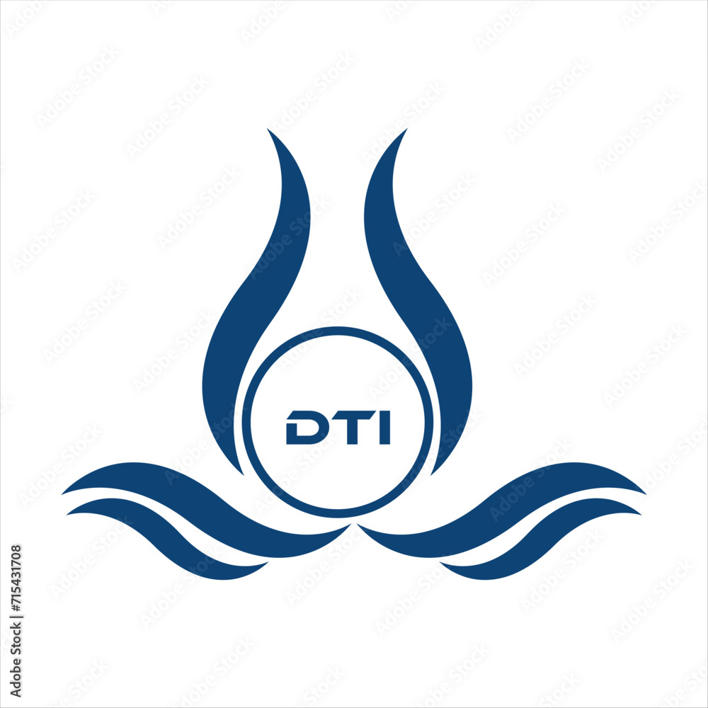 DTI letter water drop icon design with white background in illustrator ...