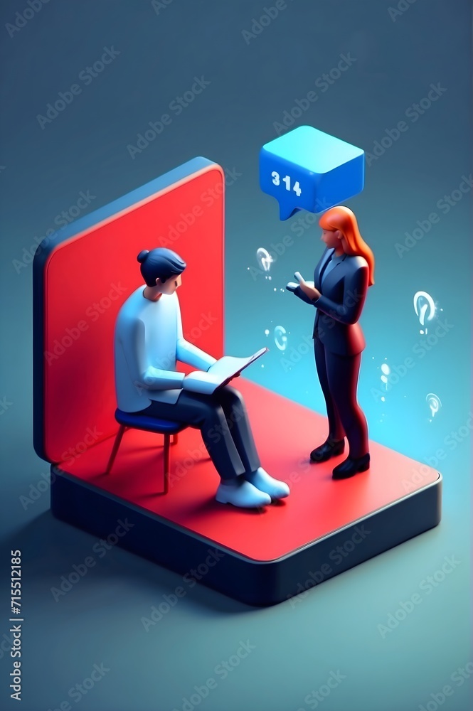 Isometric Question Marks, Message box with question, Chatbot technology, AI chat bot based on ...