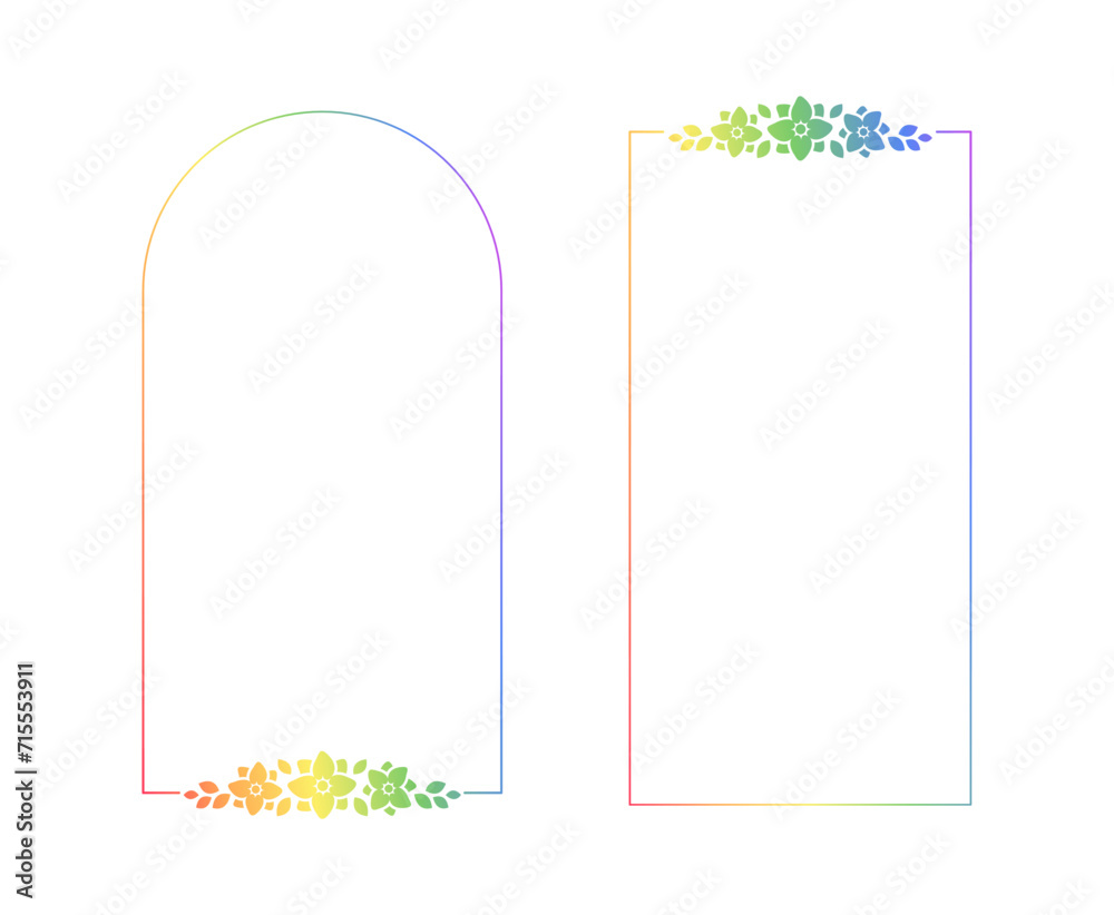 Rainbow floral vertical frame template set. Pride Month Frame Border ...