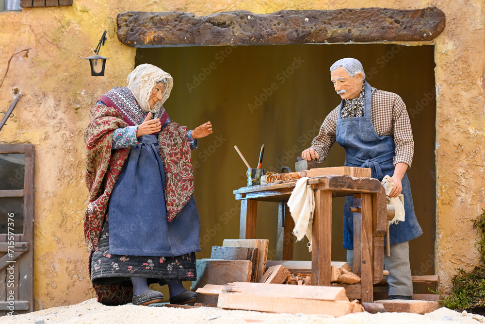 Christ Child's crib, or nativity, in the tradition of the santon, or ...