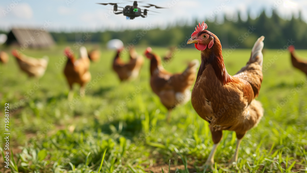 Sky-High Efficiency: Poultry Farms Managed by AI Drones Stock Photo ...