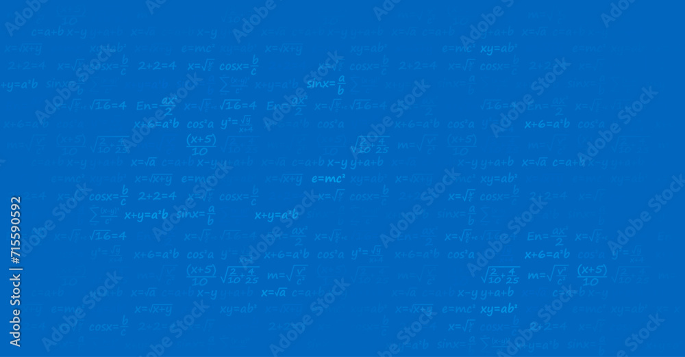 Mathematical science background with formulas. Blue board with math ...