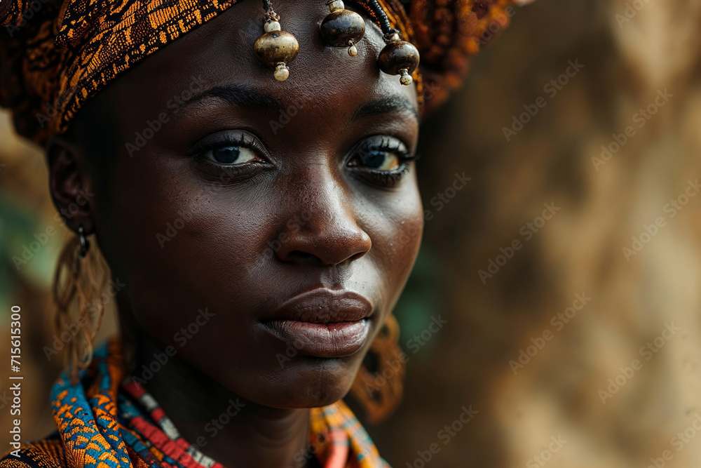 Generative AI illustration of portrait of an African woman with ...