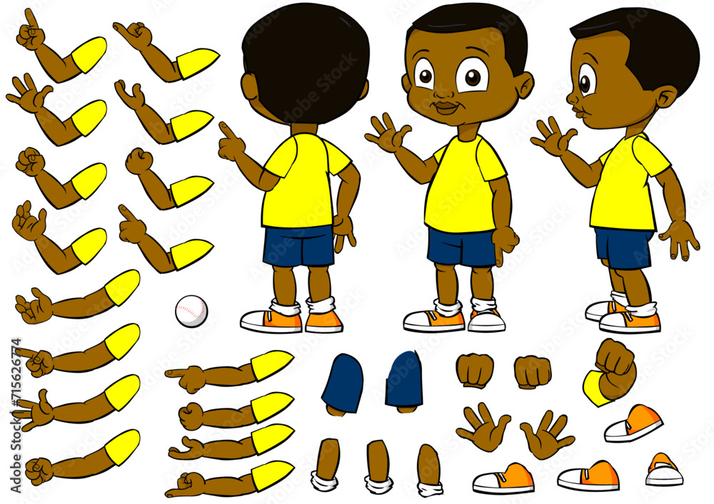 Set of elements for creating a boy character animation. boy with ...