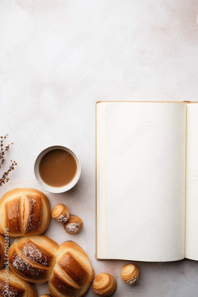 Bakery style border design with an open recipe book placed in the ...