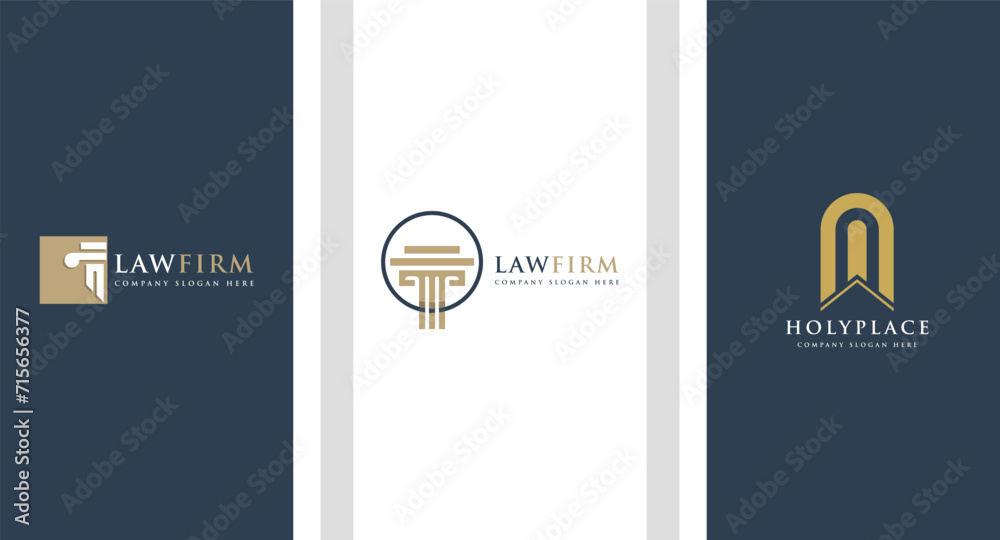 Set of justice law firm logo design with pillar, crown and creative ...