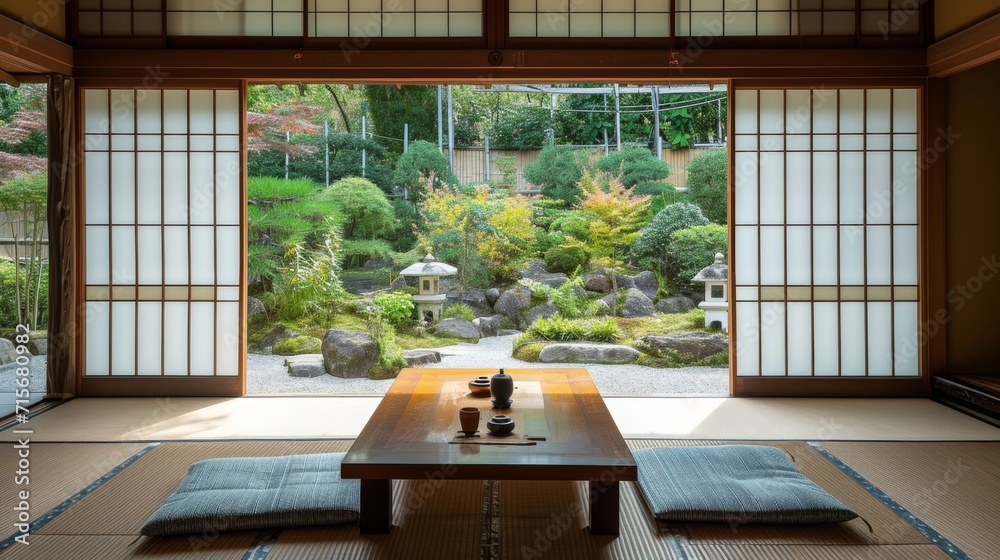 Interior Design Mockup: A Japanese-style tea room with tatami mats ...