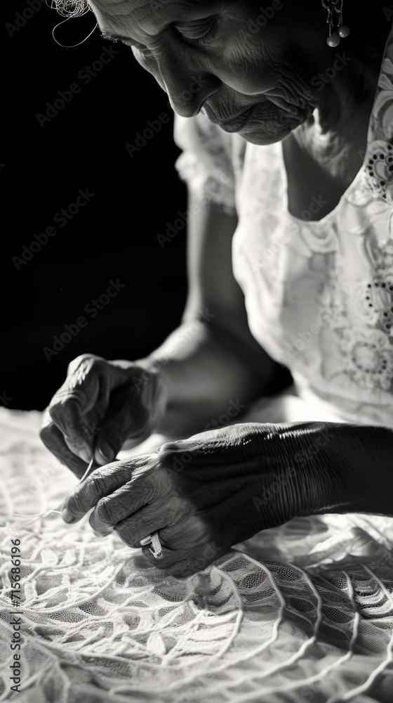 Beeralu lace Weawing woman by the hands, Traditional lace-making woman ...