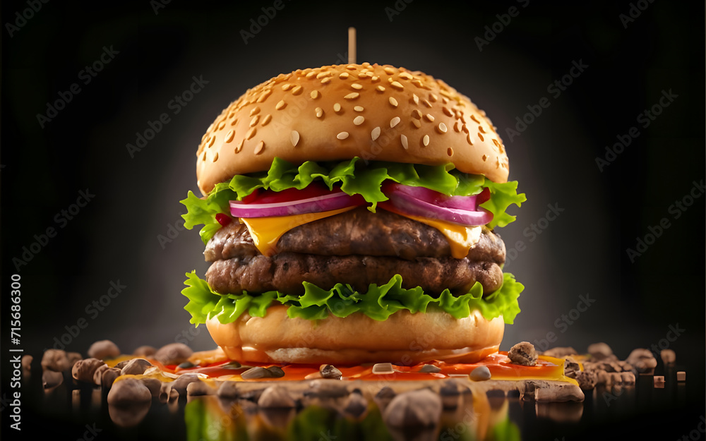 Beef Cheese Berger with Background Stock Photo | Adobe Stock